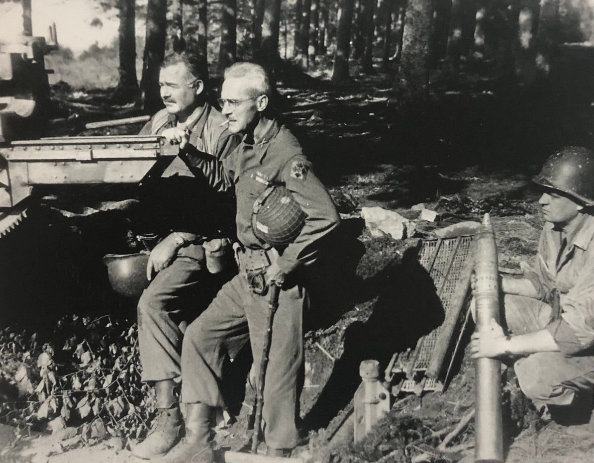 Ernest Hemingway (With Colonel Lanham) print in colors - FineArt Vendor